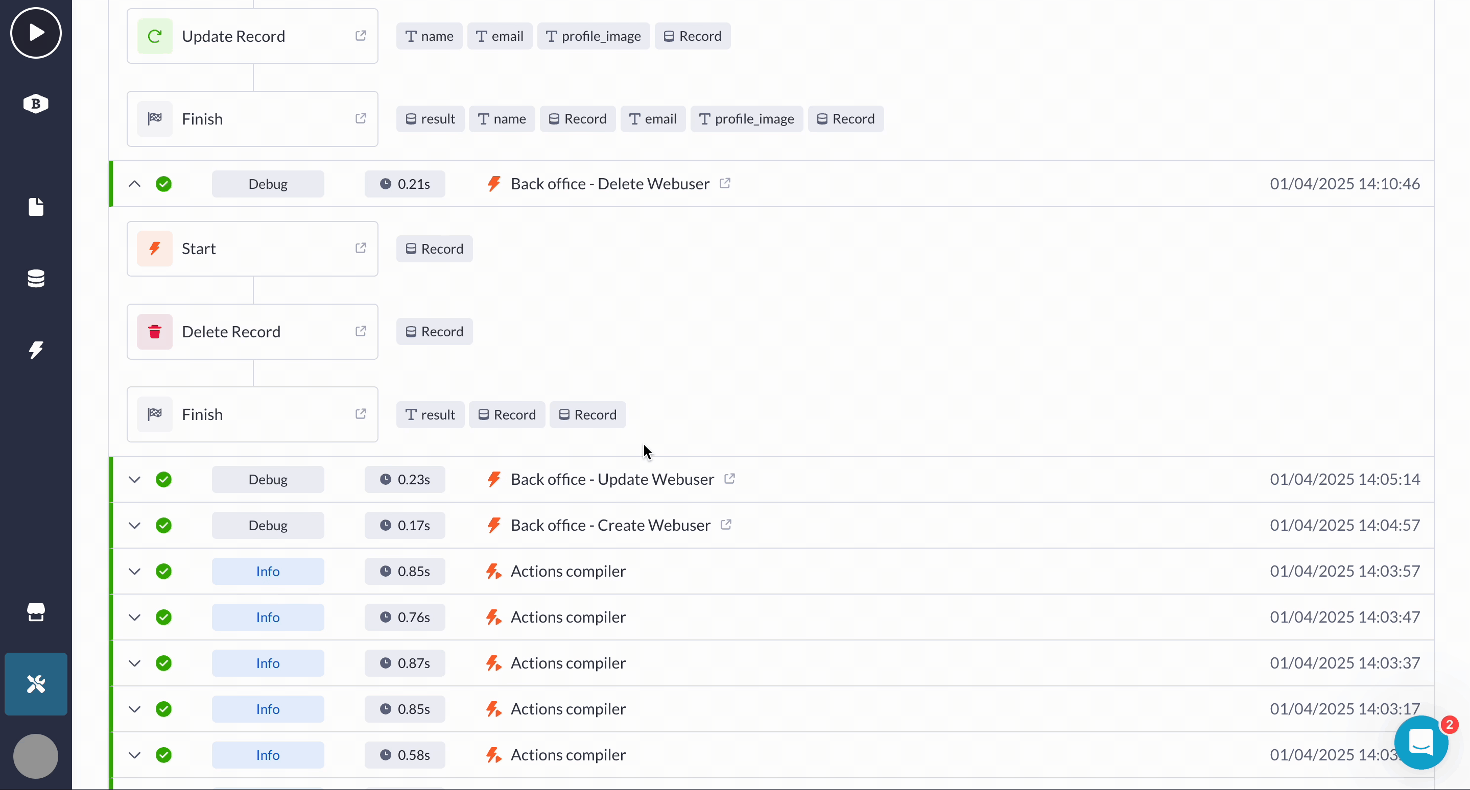 Logs & action monitoring