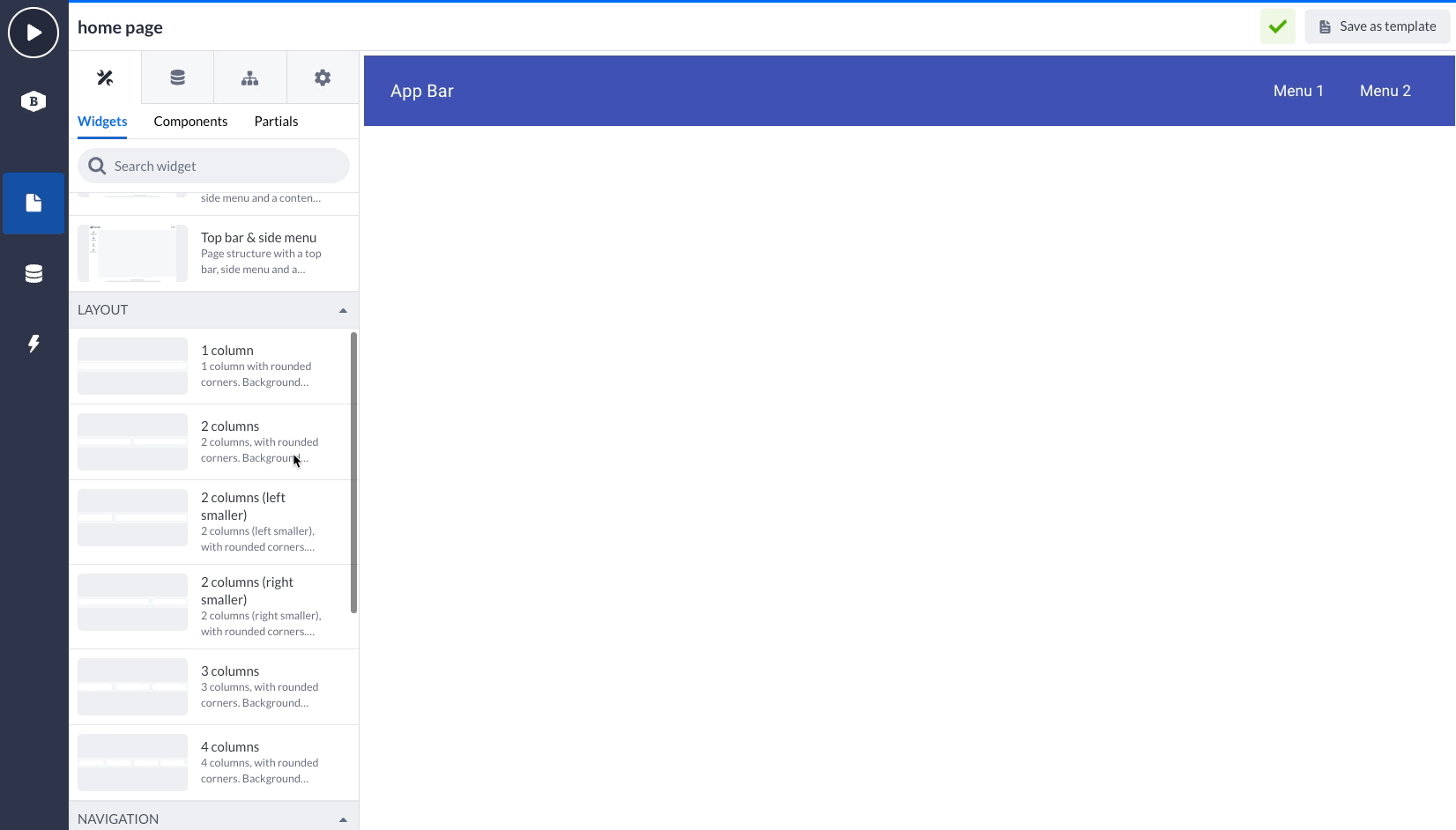 Building a page with widgets